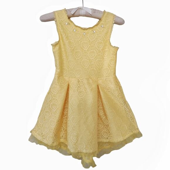 Disney | Dresses | Disney Girls Yellow Lace Dress Princess Costume Size ...